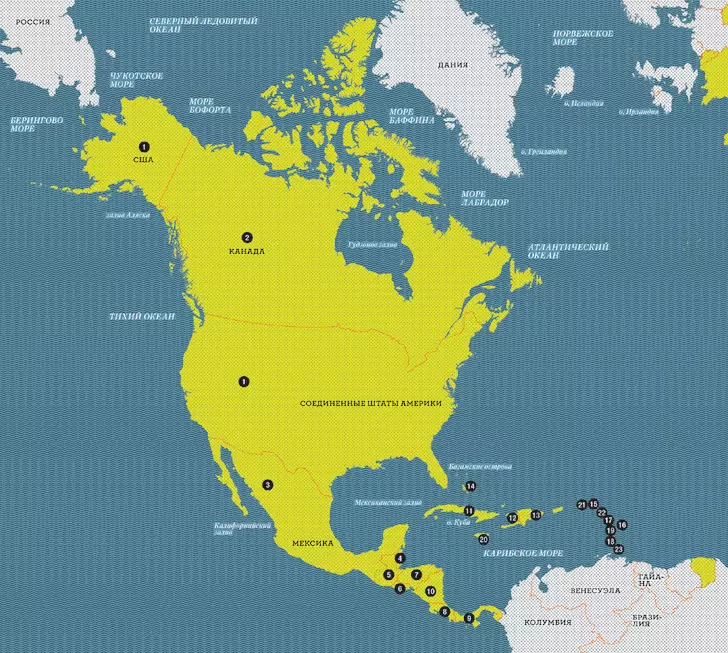 Wat kent de namen van de Staten van Noord- en Midden-Amerika