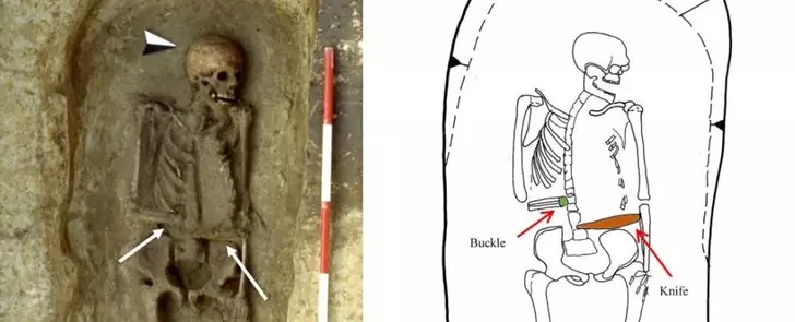 Detected skeleton of medieval 